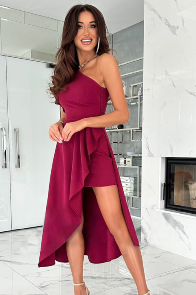 Icelynn | modernes Ein-Schulter-Kleid in klassischer Farbe – Sadaro