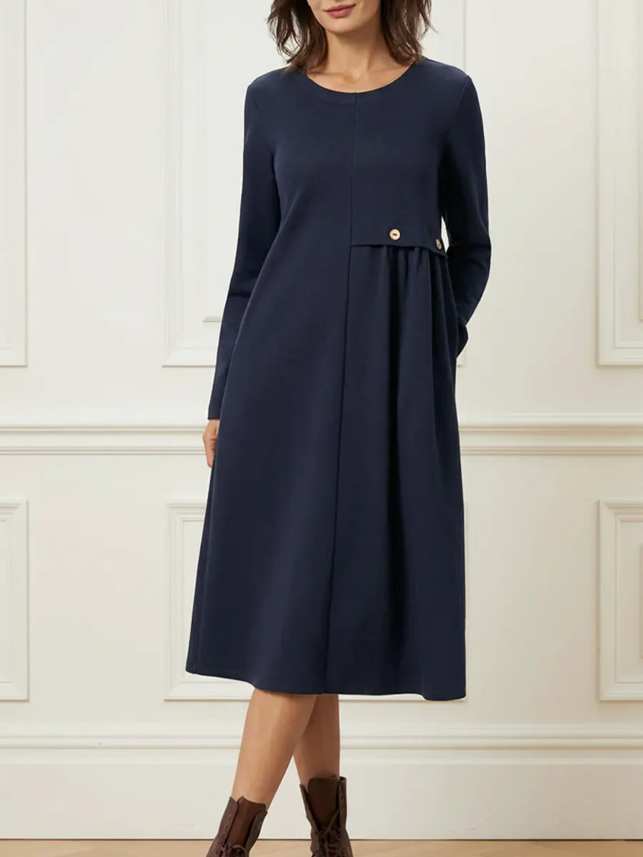 Elexa | Weiches Midikleid mit dezentem Knopf – Sadaro